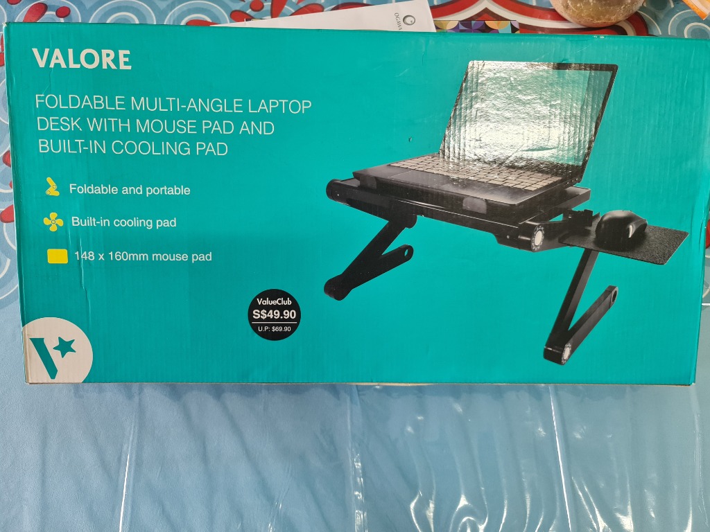 Valore Foldable Multi-Angle Laptop Desk with Mouse Pad and Built-In ...