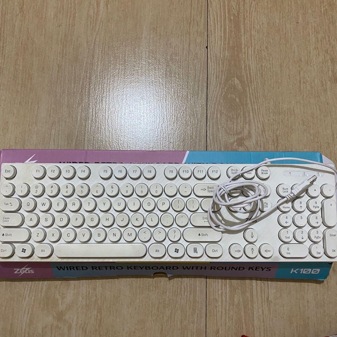 Zeus K-100 Retro Round Keycaps Keyboard For Gaming And Office ...