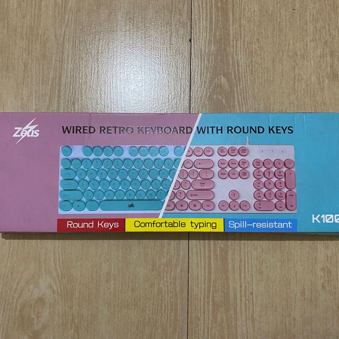 Zeus K-100 Retro Round Keycaps Keyboard For Gaming And Office ...