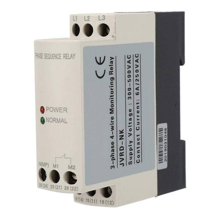 2405) Three-Phase Sequence Relay Protector, 300-500V AC 50/60Hz 4-Wire ...
