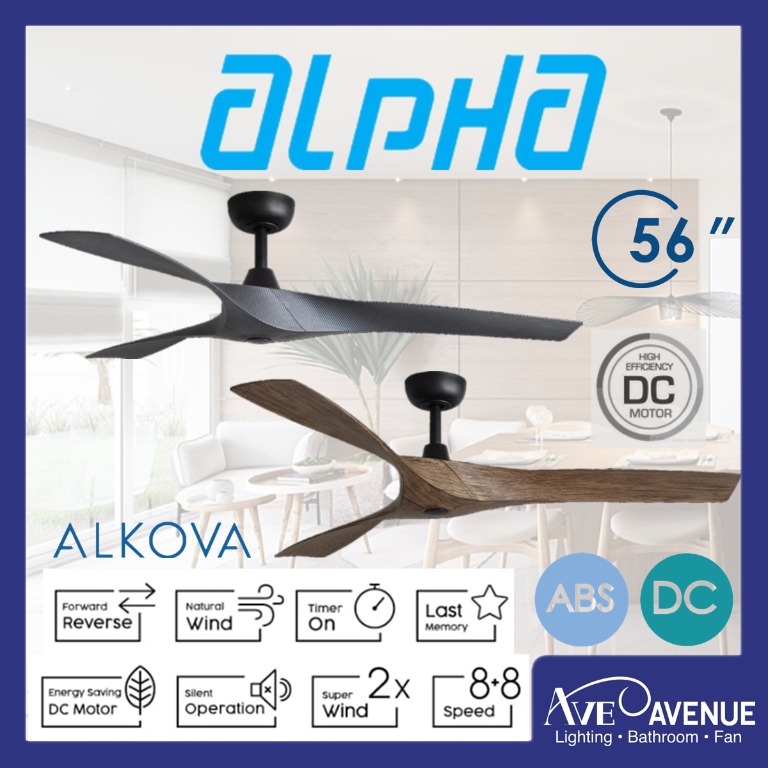 ALPHA AXIS 3 BLADES DC Motor Ceiling Fan with Remote Control, Furniture ...