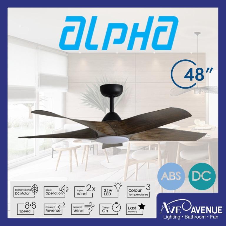 ALPHA AXIS 5 BLADES DC Motor Ceiling Fan with 3 Tone LED Light Kit and ...