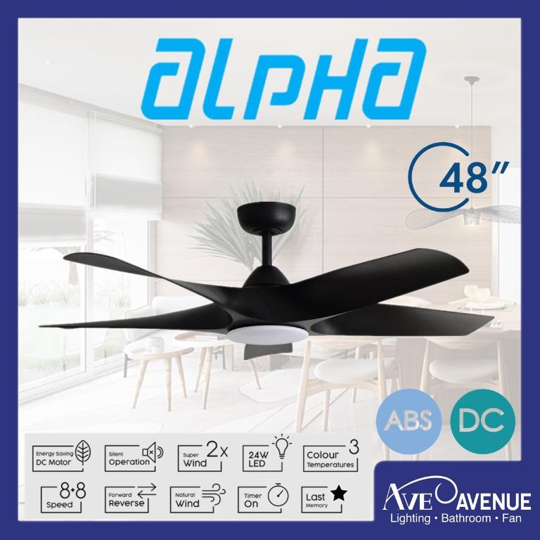 ALPHA AXIS 5 BLADES DC Motor Ceiling Fan with 3 Tone LED Light Kit and ...