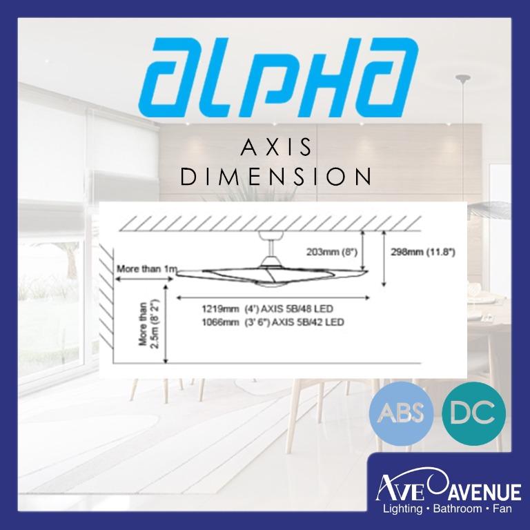 ALPHA AXIS 5 BLADES DC Motor Ceiling Fan with 3 Tone LED Light Kit and ...