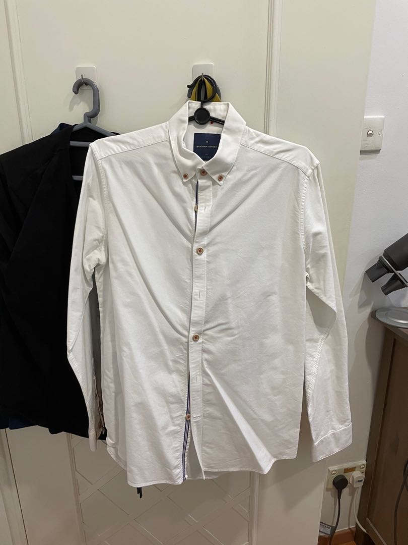 Benjamin Barker Denim White Shirt, Men's Fashion, Tops & Sets, Formal ...