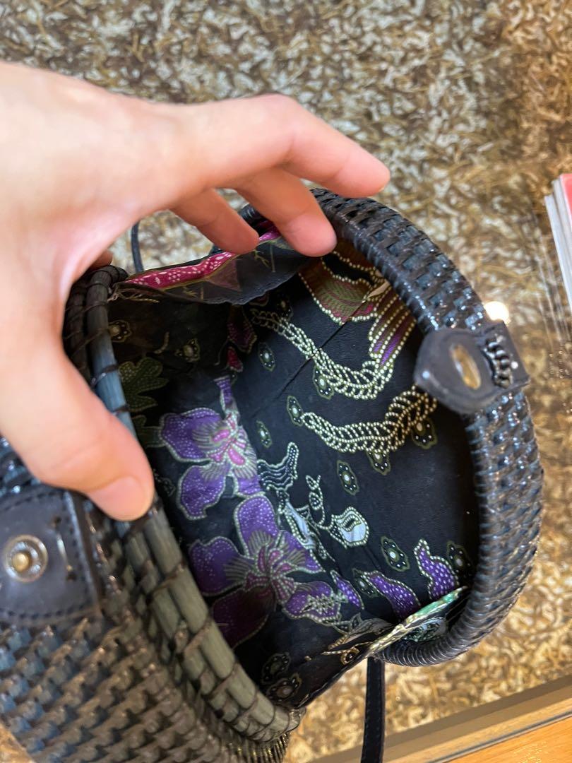 Black Round Rattan bag, Women's Fashion, Bags & Wallets, Shoulder Bags ...