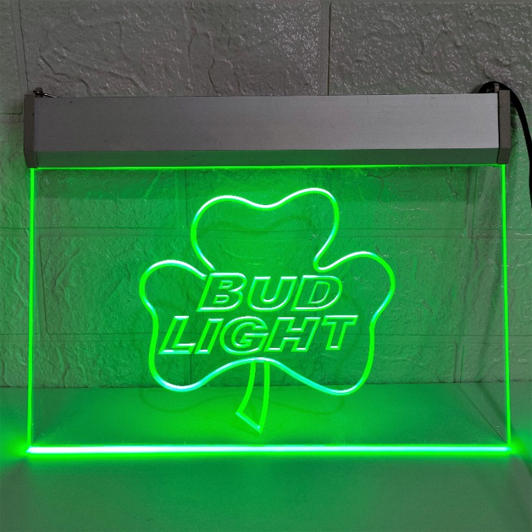 Bud Light Shamrock Outline Led Neon Sign Furniture And Home Living