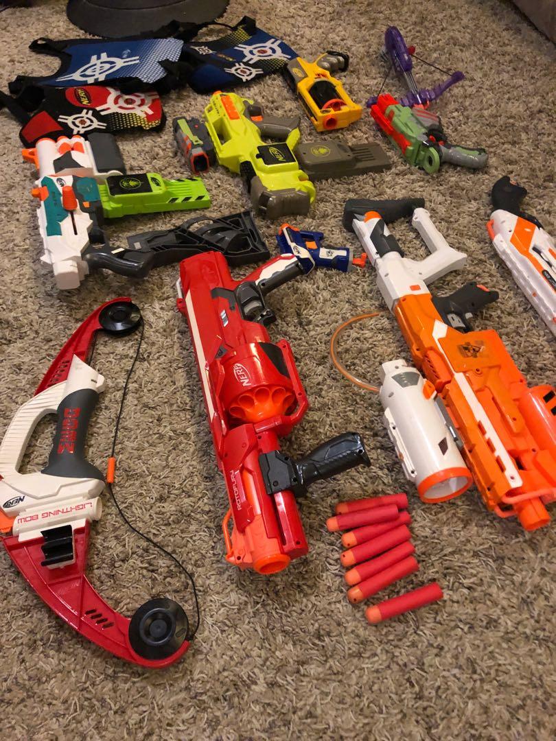 Bundle Sale! Assorted NERF Tactical Foam Rifles Pistol Guns Ammo Boxes ...