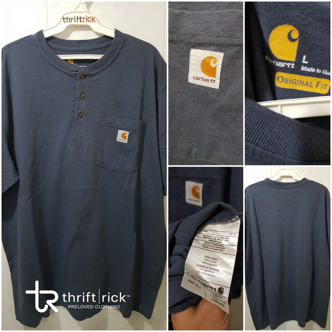 CARHARTT|K84 QUARTER BUTTON POCKET TEE ORIGINAL FIT (NAVY BLUE), Men's ...