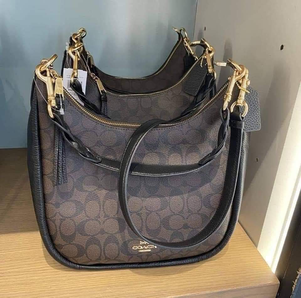 Coach Jules Hobo in Signature Canvas Darkbrown, Women's Fashion, Bags ...