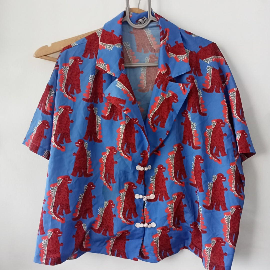 Godzilla polo shirt, Women's Fashion, Tops, Shirts on Carousell