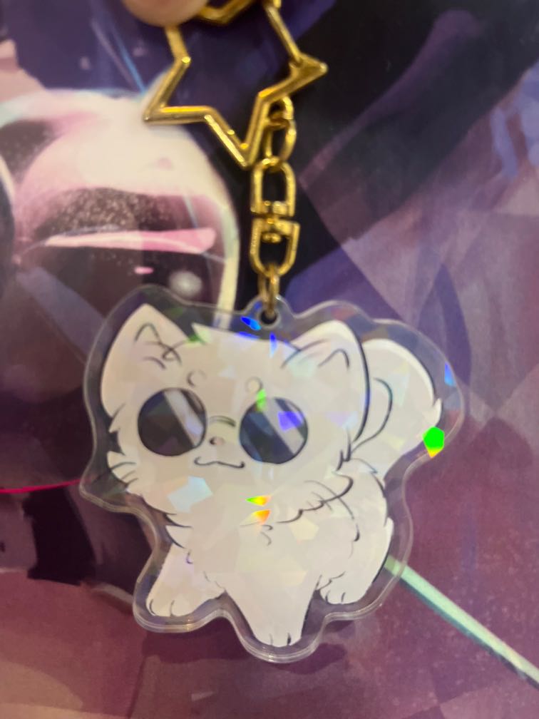 gojo satoru jjk dog holographic keychain, Hobbies & Toys, Memorabilia ...
