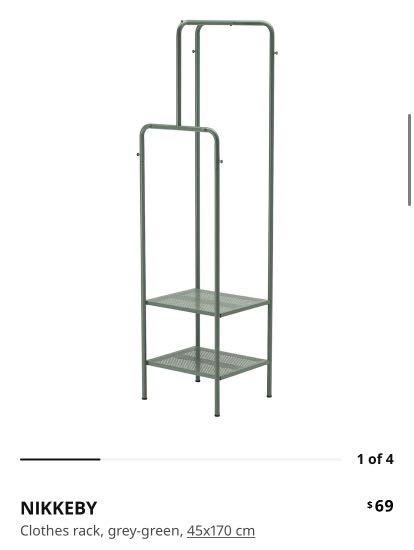 IKEA NIKKEBY Steel Clothes Rack in Sage Green, Furniture & Home Living, Furniture, Shelves ...