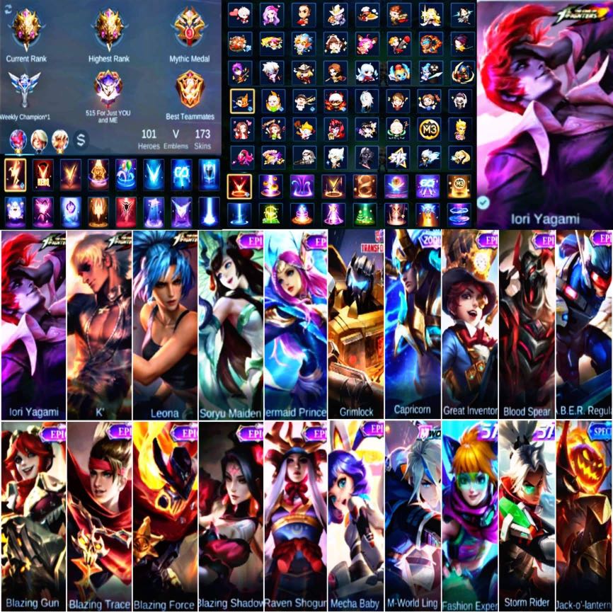 KOF Chou x KOF Gusion Mobile Legends Account (Many Limited Epic,Nice ...