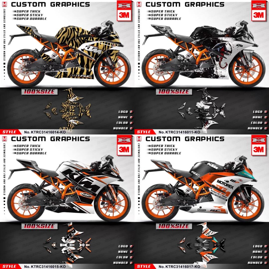 KTM RC125 RC200 RC390 DECAL FULL KIT, Motorcycles, Motorcycle ...