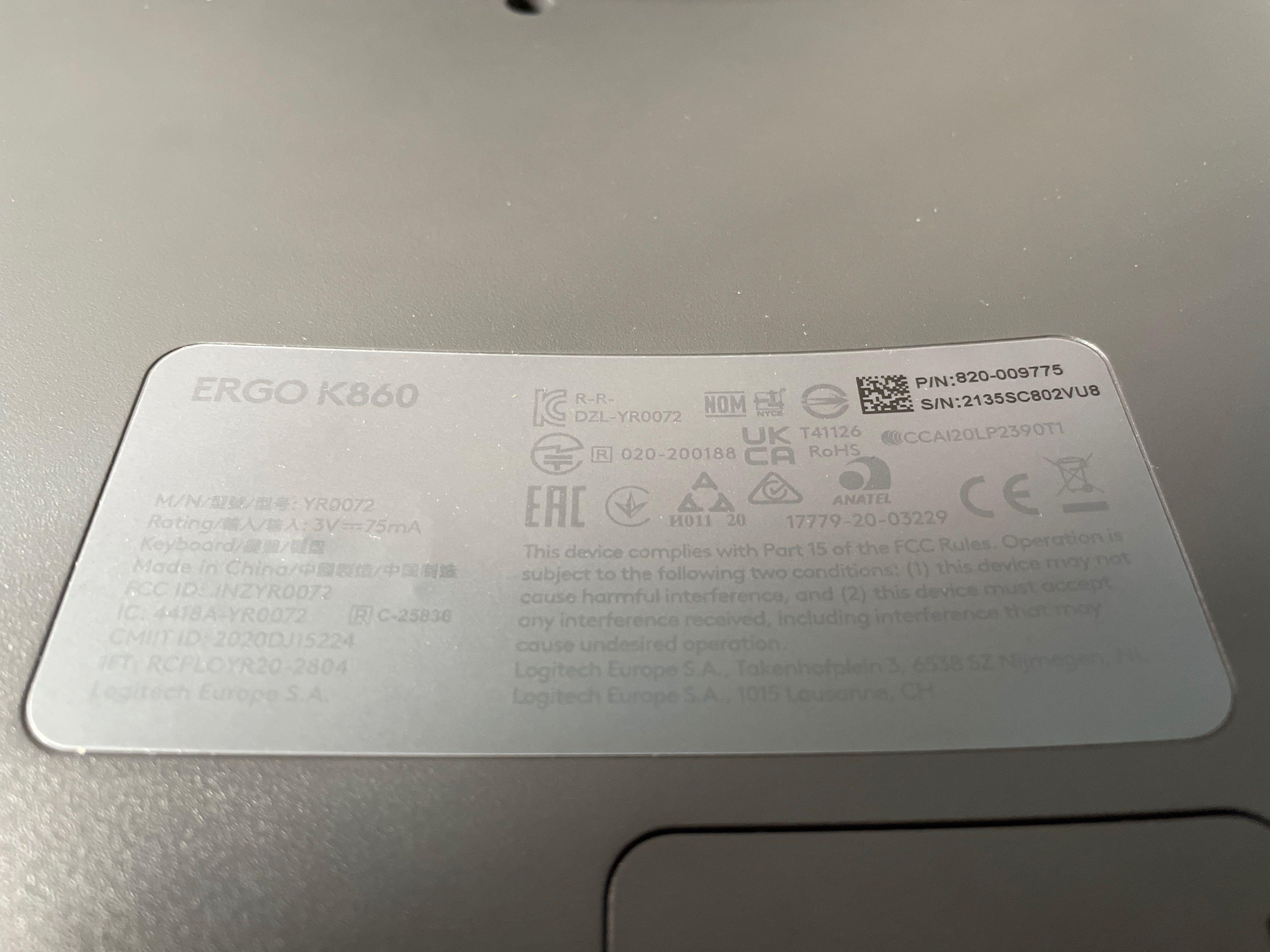 Logitech Ergo K860 Logi bluetooth keyboard Unify Unifying 1 USB + 2 ...