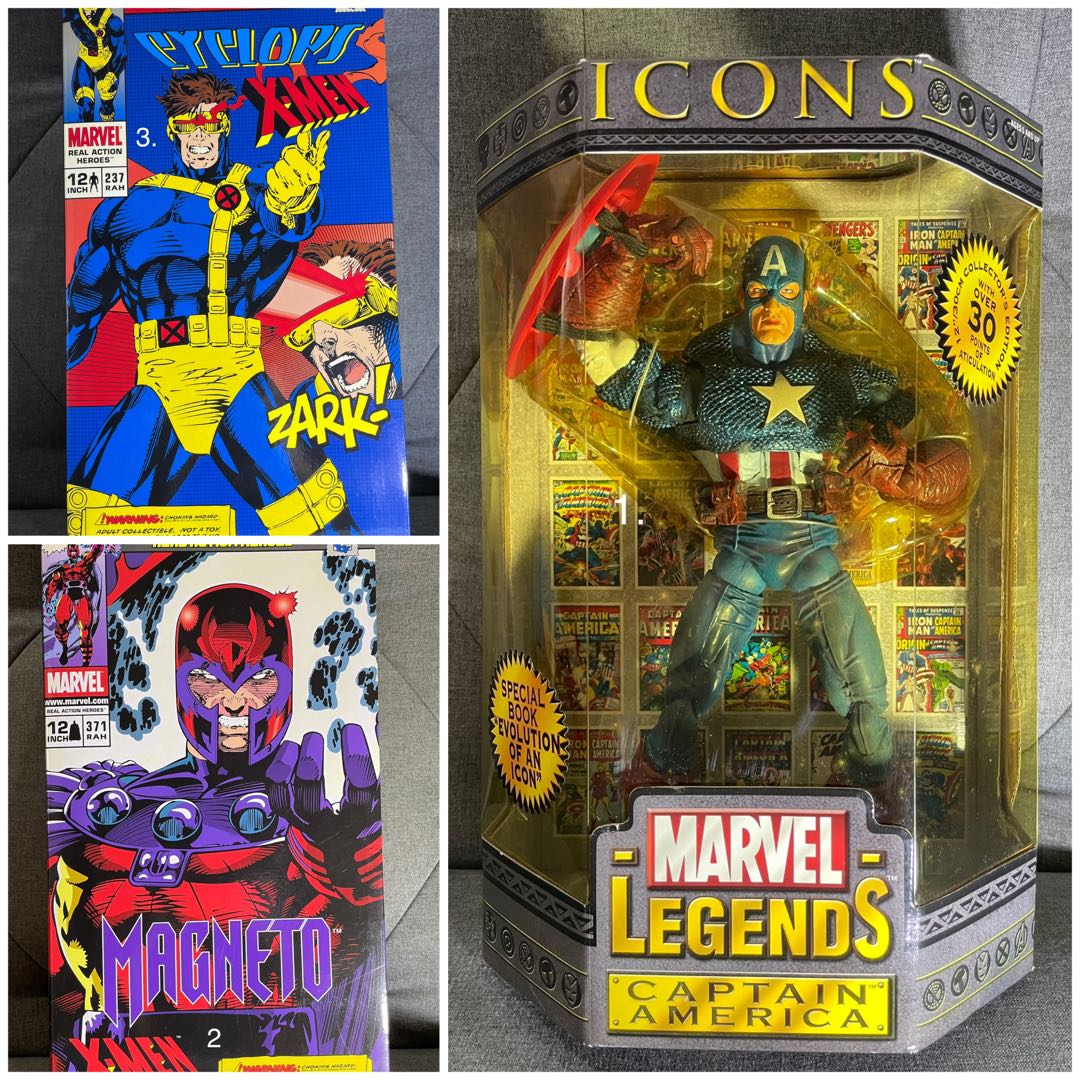 Marvel Legends Icon 12 inch Captain America, Medicom 1/6 Magneto and ...