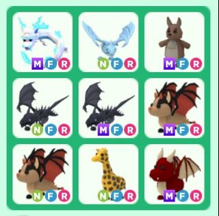 MFR Shadow MFR Bat Dragon NFR Giraffe NFR Frost Dragon - Adopt Me ...