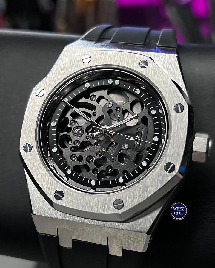 [MODS] Gunmetal Skeleton Oak with NH72 Movement, Men's Fashion, Watches ...