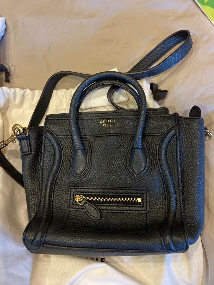 Nano luggage bag in drummed calfskin black, Women's Fashion, Bags & Wallets, Cross-body Bags on ...