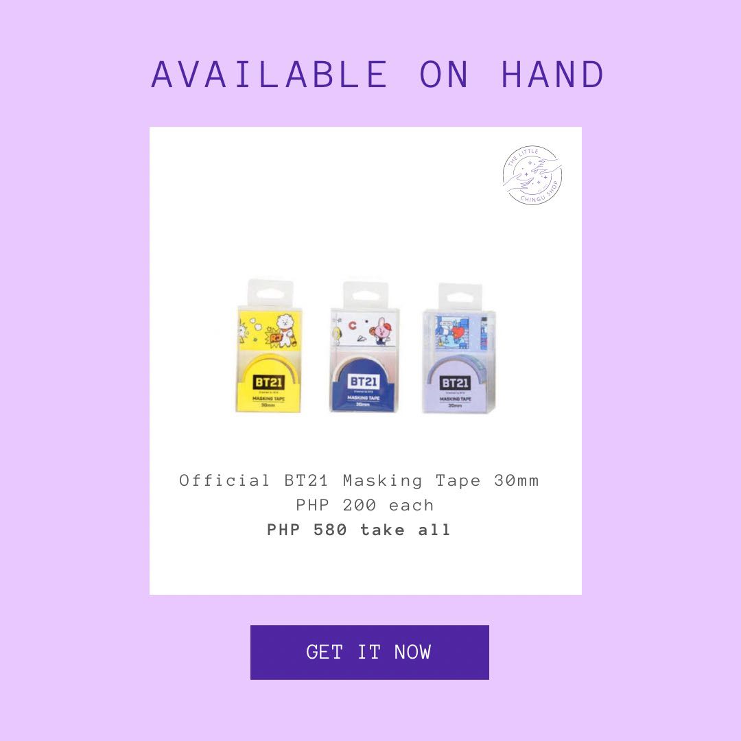 Official BT21 Masking Tape - 30mm, Hobbies & Toys, Stationary & Craft ...