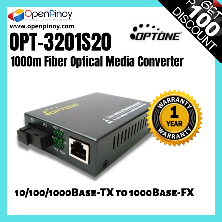 Optone OPT-3201S20 1000m Fiber Optical Media Converter, Furniture & Home Living, Security ...