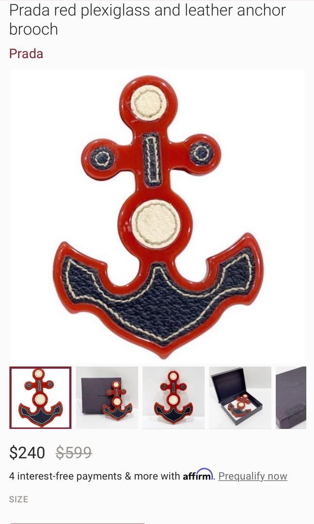 RARE AND COLLECTIBLE: Prada Resin Anchor Brooch, Women's Fashion ...