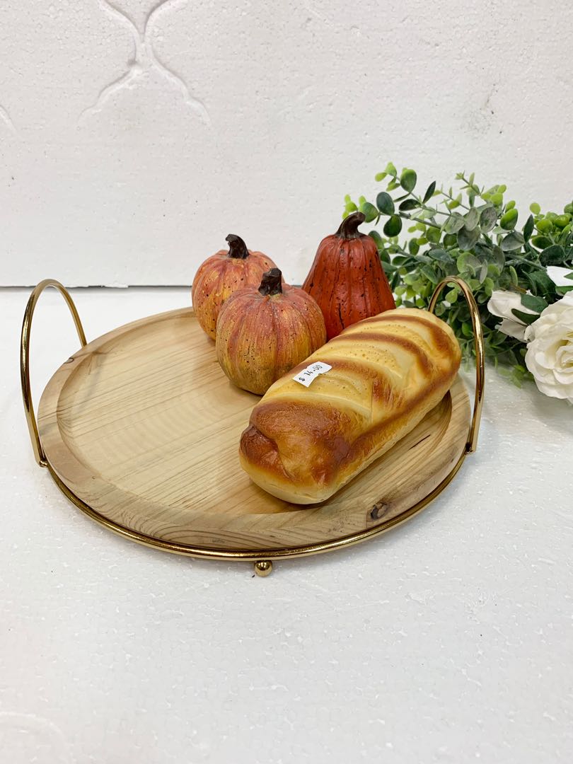 Round one tier tray with handle, Furniture & Home Living, Home Decor ...