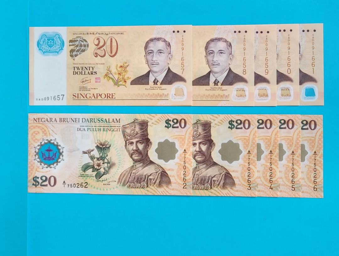 Singapore Brunei $20 Polymer Notes to commemorate 40 Years (1967-2007 ...