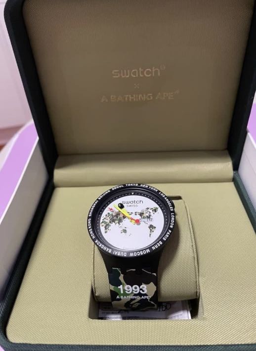 BAPE x SWATCH A Bathing Ape Big Bold World Watch, Luxury, Watches on ...
