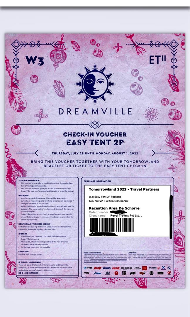 Tomorrowland Full Madness Passes with Easy Tent 2022 Weekend 3 x 2 ...