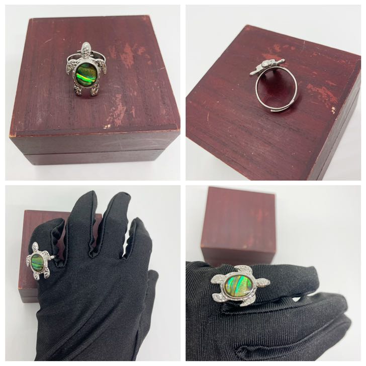 Turtle Abalone Shell Inlay Ring, Women's Fashion, Jewelry & Organizers ...