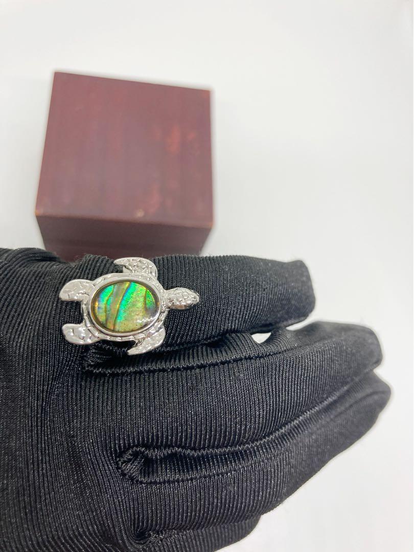 Turtle Abalone Shell Inlay Ring, Women's Fashion, Jewelry & Organizers ...