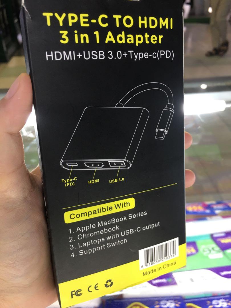 Type C to HDMI 3n1 adapter, Computers & Tech, Parts & Accessories ...