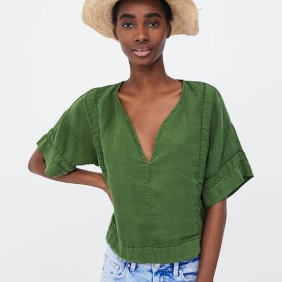 Zara linen top, Women's Fashion, Tops, Blouses on Carousell