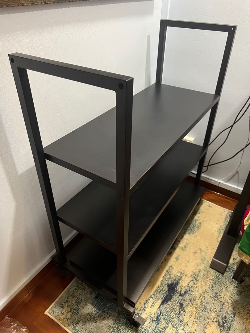 4 Tier Black aluminium Rack with wheels, Furniture & Home Living ...