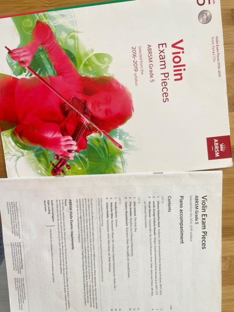 ABRSM Grade 5 Violin exam pieces, Hobbies & Toys, Books & Magazines ...