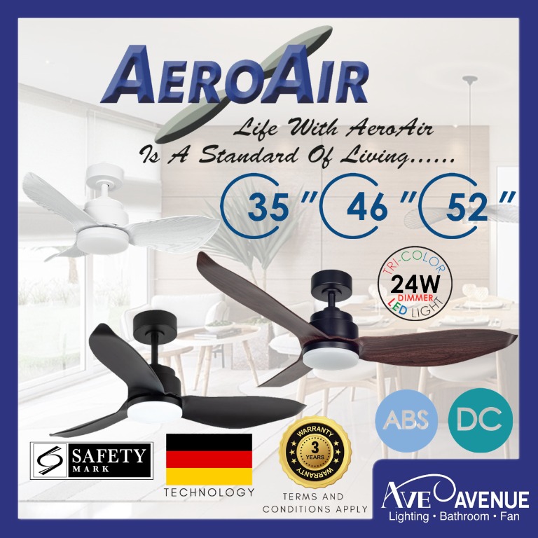AEROAIR AA320 3-Blade DC Motor Ceiling Fan With Remote Control And LED ...
