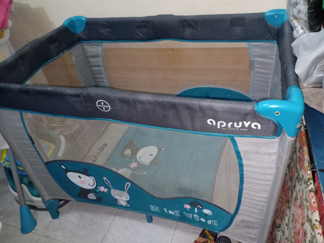 Apruva Crib/Play Pen Blue on Carousell