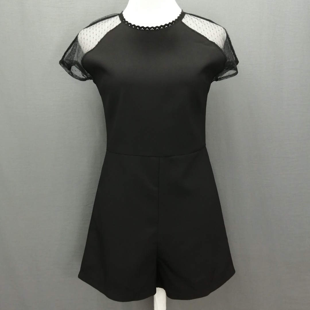 Black Lace Sheer Skinny Romper, Women's Fashion, Dresses & Sets ...