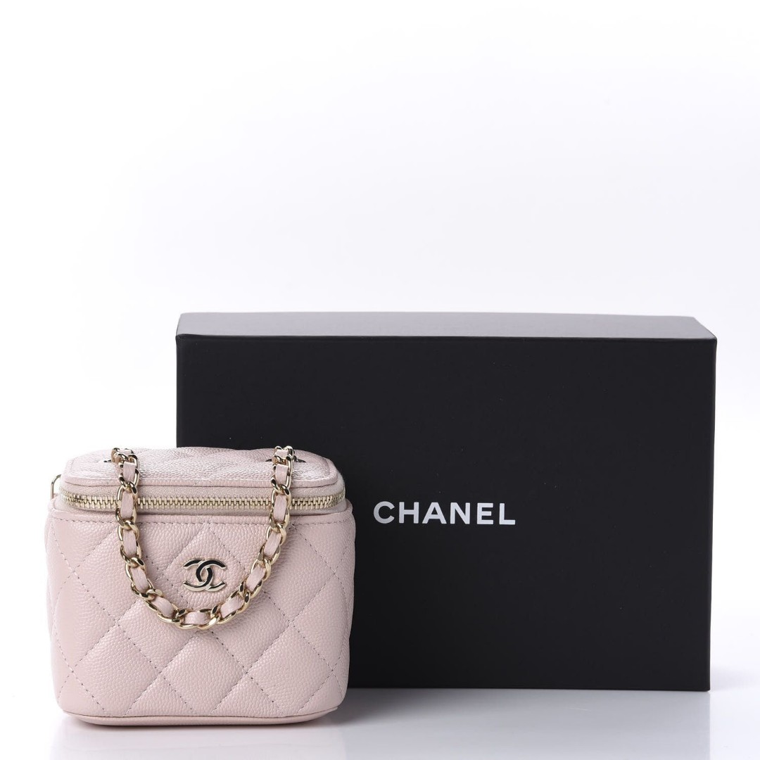 Chanel Light Pink Caviar Mini Square Vanity, Women's Fashion, Bags ...