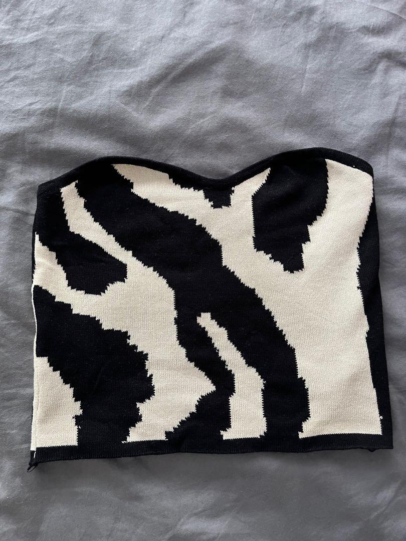 cow print tube top, Women's Fashion, Tops, Sleeveless on Carousell