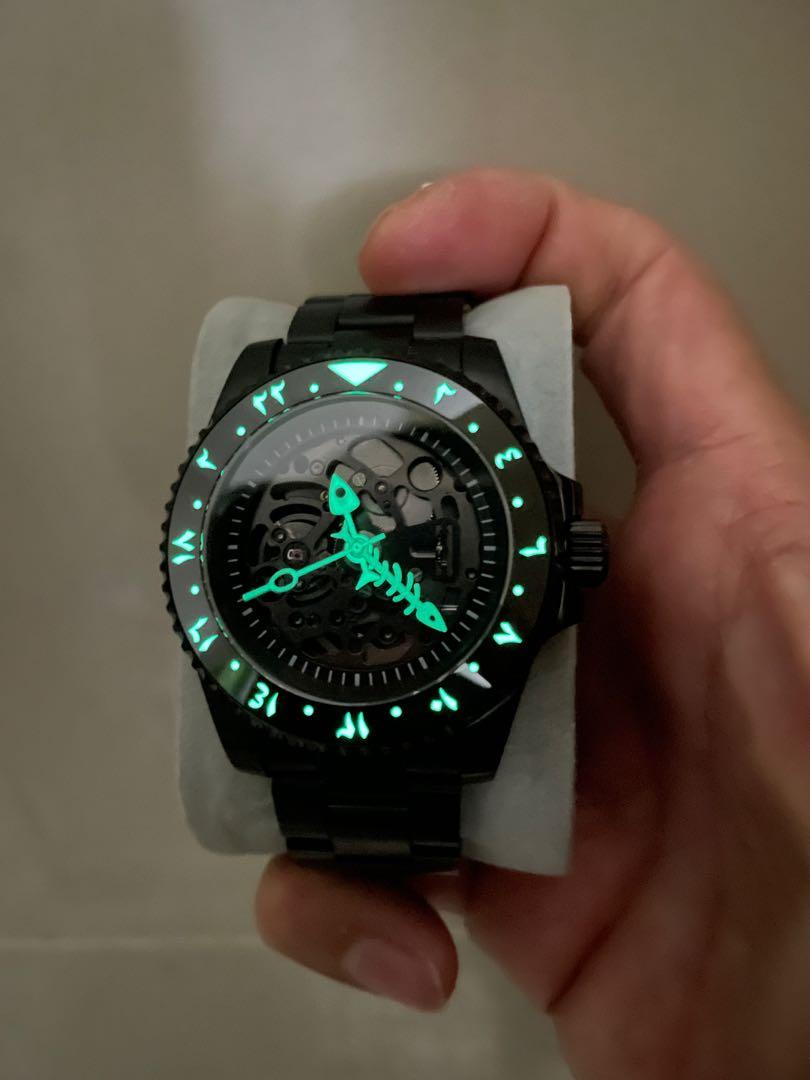 Custom Seiko Mod Blackout Fishbone Submariner, Men's Fashion, Watches ...