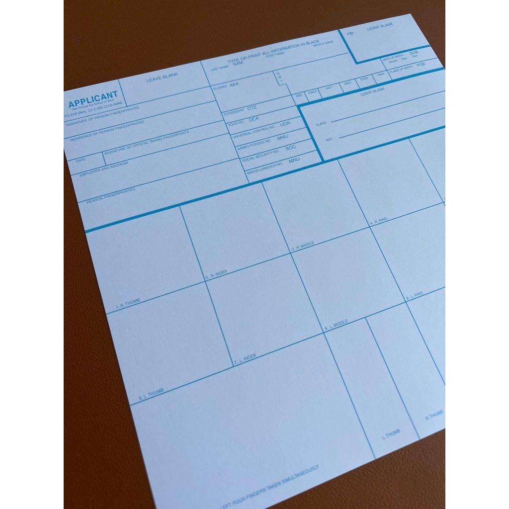 Fingerprint cards, FD -258 (standard FBI form), Hobbies & Toys ...