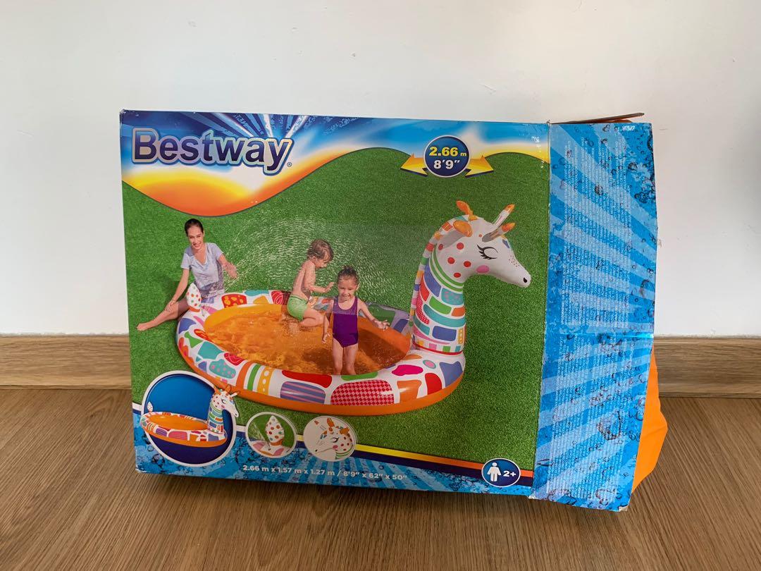 Giraffe Inflatable pool with pump only + free toys, Babies & Kids ...