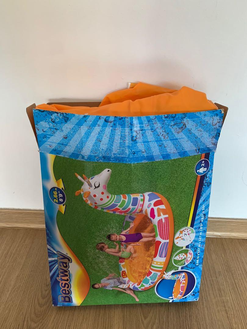 Giraffe Inflatable pool with pump only + free toys, Babies & Kids ...