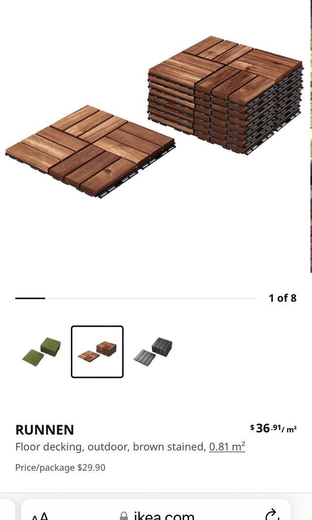 Ikea Runnen floor tiles, Furniture & Home Living, Home Decor, Carpets ...