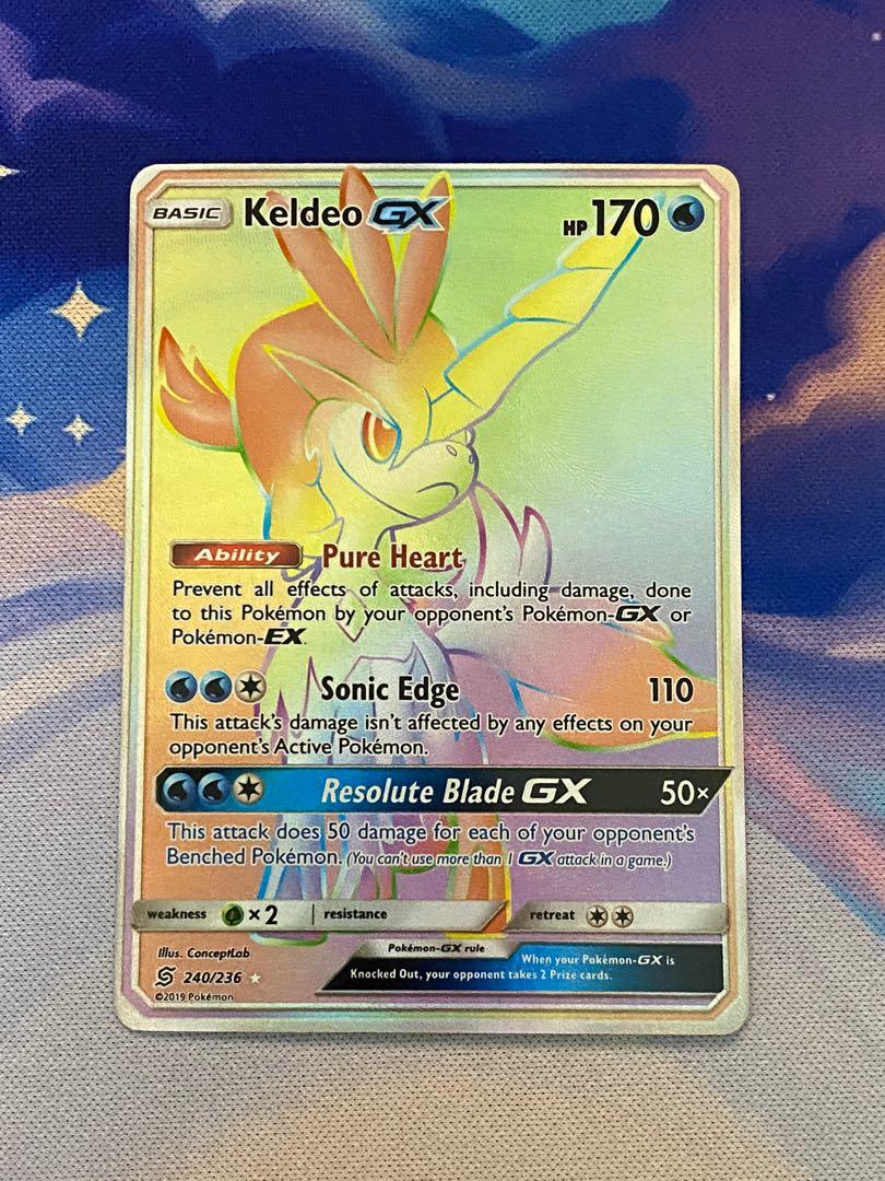 Keldeo GX 240/236 Rainbow Rare Full Art Pokémon Card, Hobbies & Toys ...