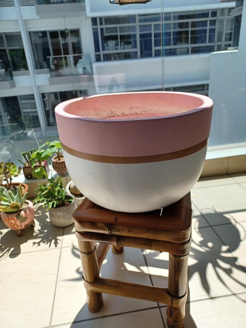 Large Pink Ceramic Pot, Furniture & Home Living, Gardening, Pots ...