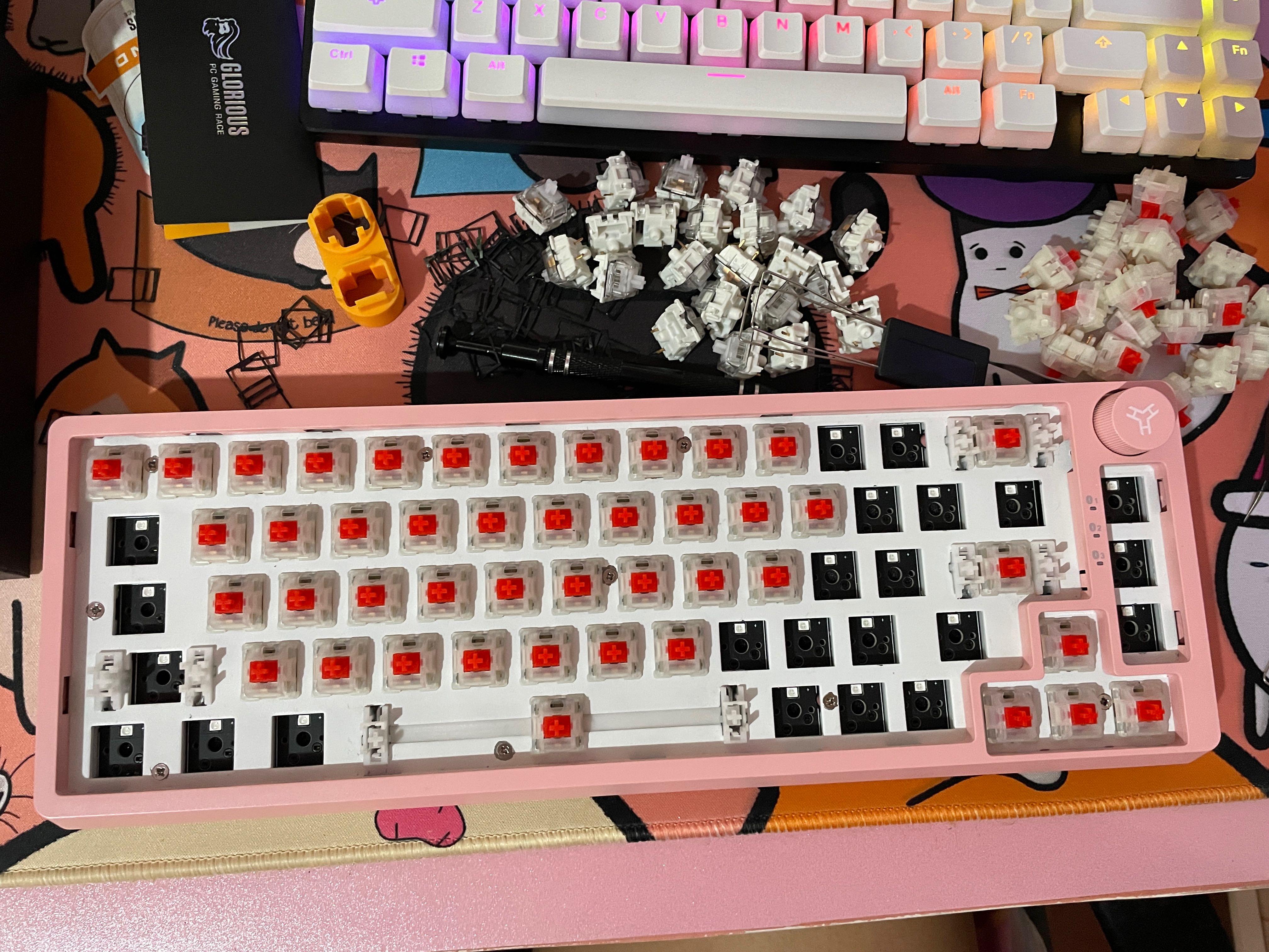 Lubed Rakk Pirah pink mechanical keyboard, Computers & Tech, Parts ...